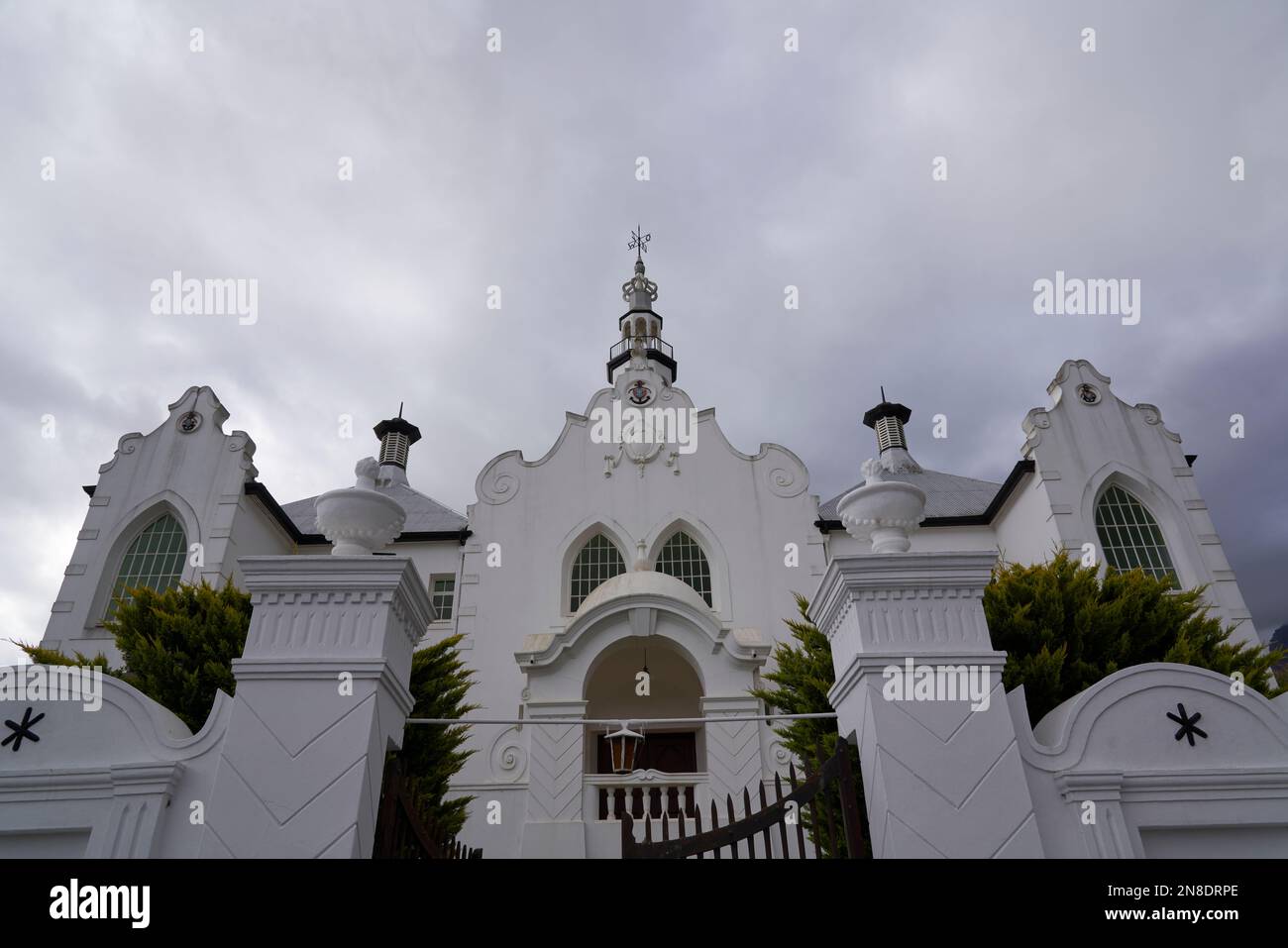 Historic buildings in the Cape Dutch style of architecture in the town ...