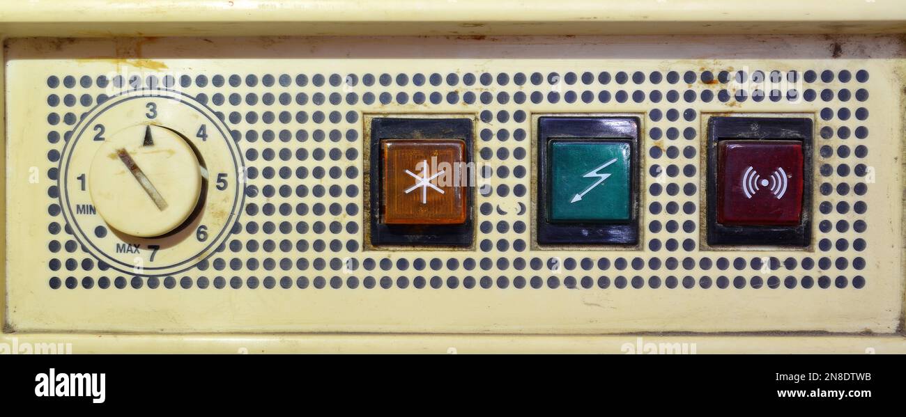 Vintage display on old deep freeze, that shows temperature and other ...