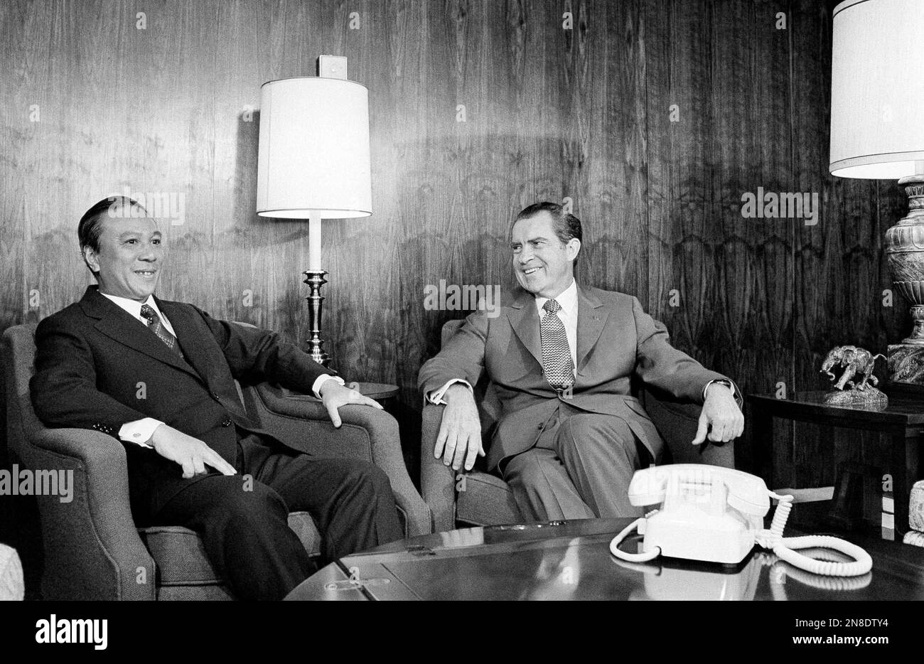President Richard Nixon and South Vietnam's President Nguyen Van Thieu ...