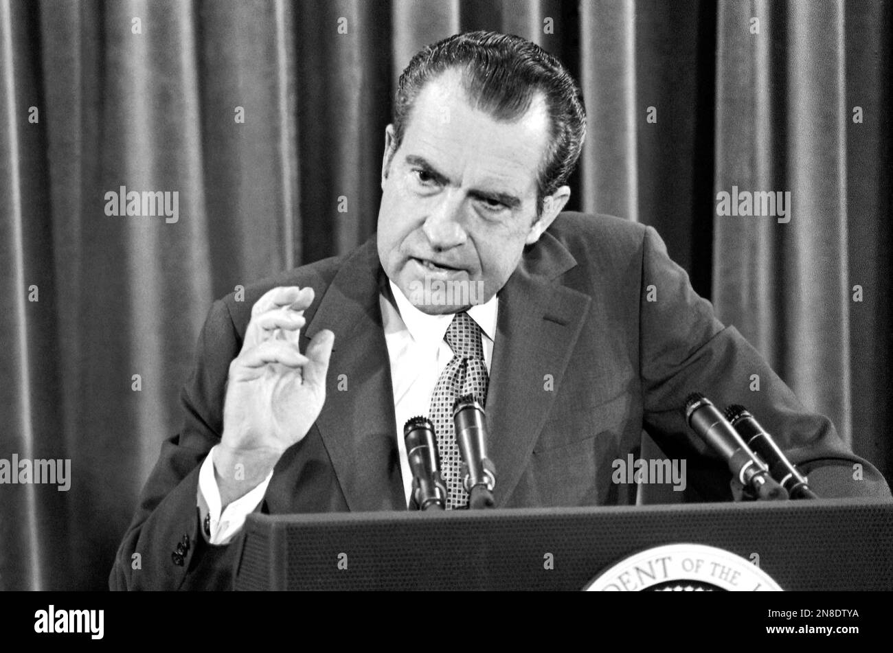 President Richard Nixon gestures during his news conference in ...