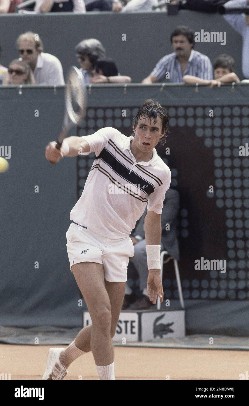 Ivan Lendl, Czechoslovakian tennis player is shown in action against ...