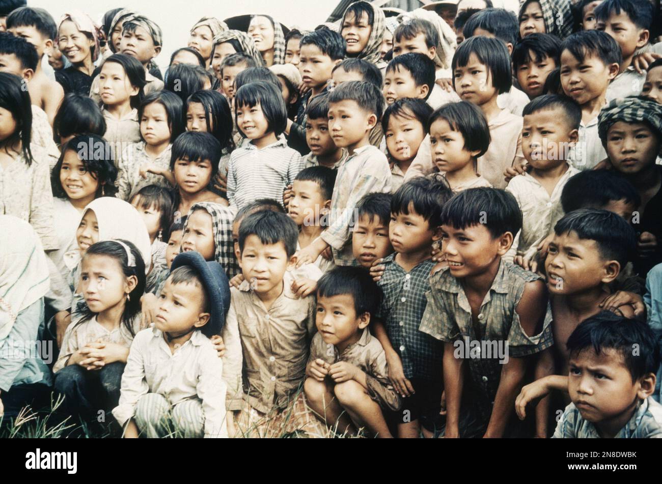 South Vietnamese children enjoy a magic shoe presented by Lieutenant ...