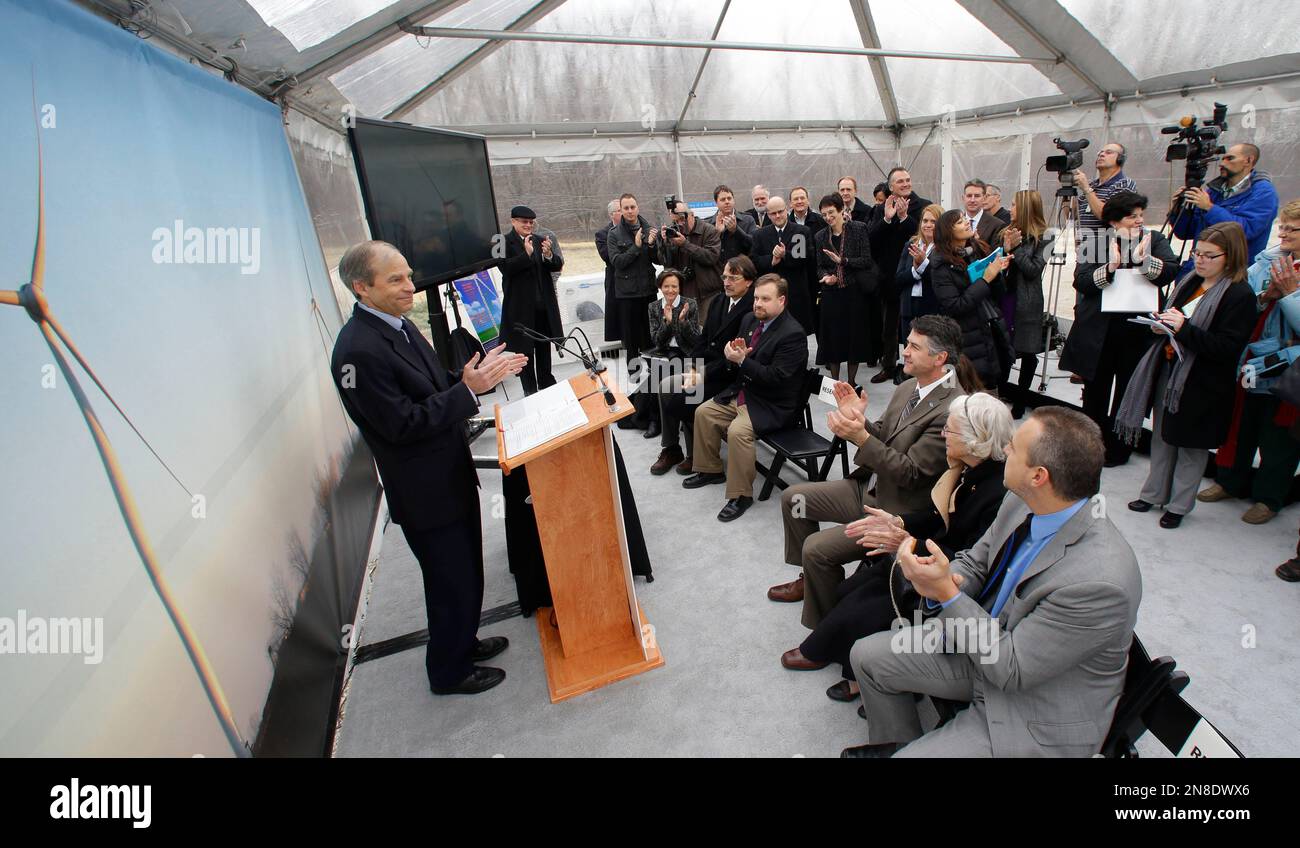 Fisk Johnson, Chairman and CEO of SC Johnson, speaks to a group moments ...