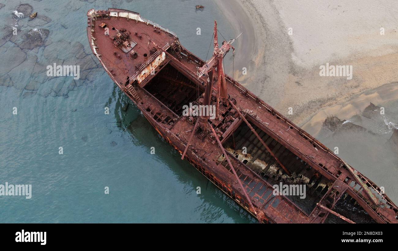 Aerial view shipwreck beached hi-res stock photography and images - Alamy