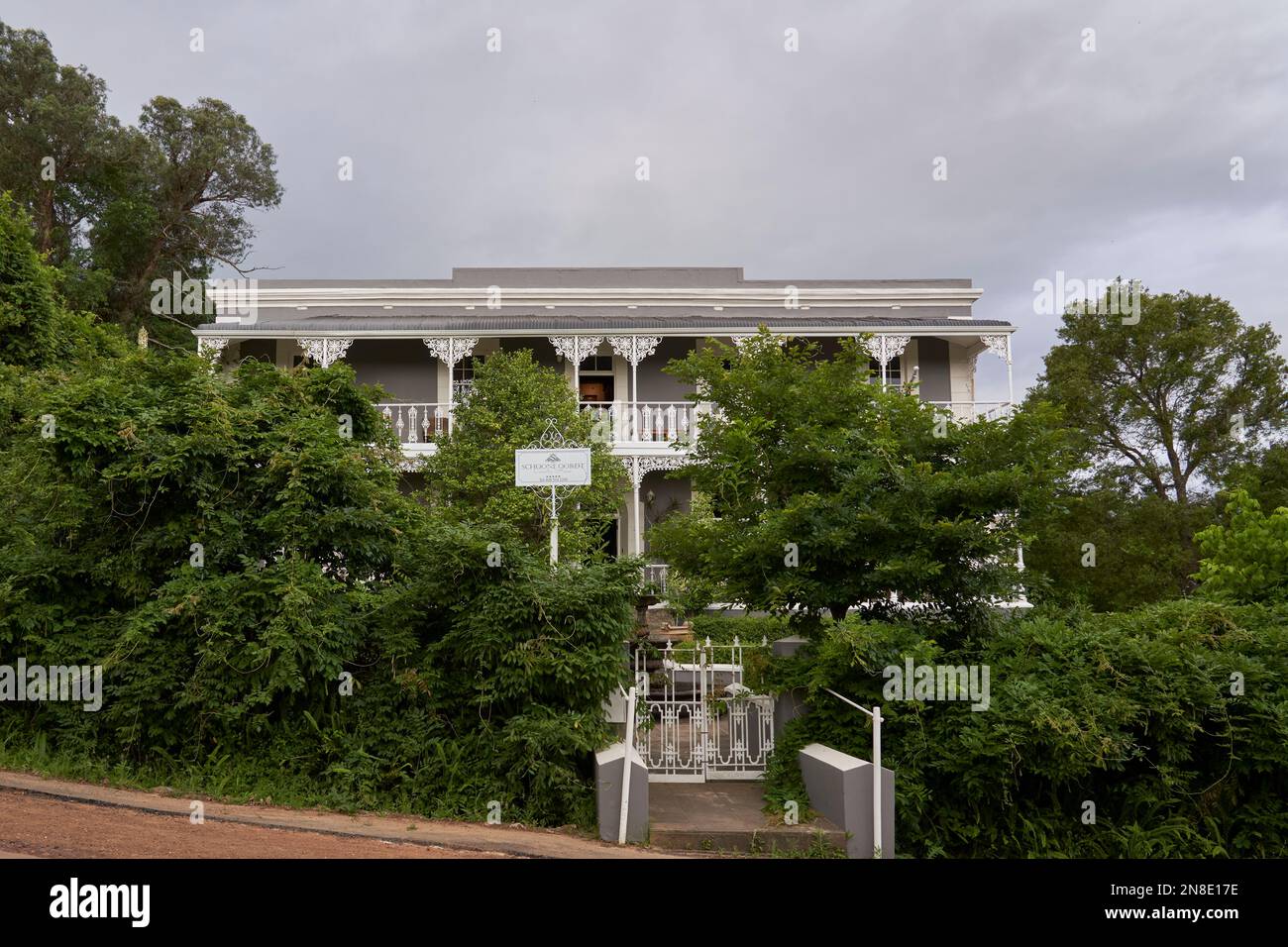 Historic buildings in the Cape Dutch style of architecture in the town ...