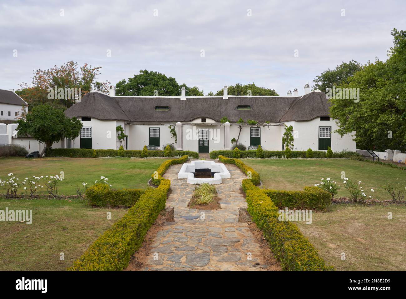 Historic buildings in the Cape Dutch style of architecture that form ...