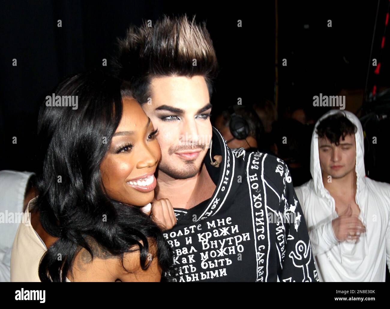 Brandy, left, and Adam Lambert are seen backstage at VH1 Divas on ...