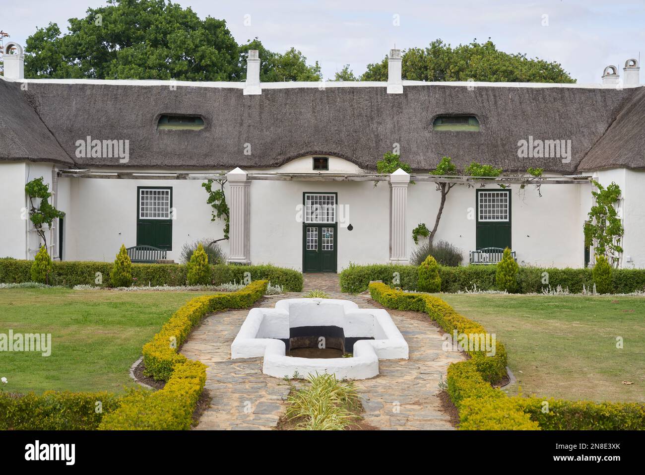 Historic buildings in the Cape Dutch style of architecture that form ...