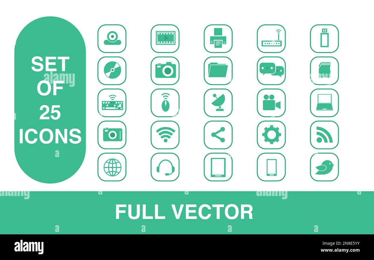 Set of technology icons. internet. communication. marketing ...