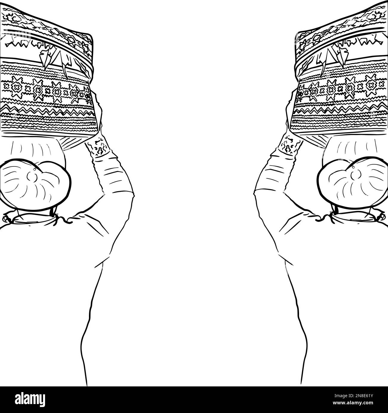 sketch of woman carrying traditional box Stock Vector Image & Art - Alamy