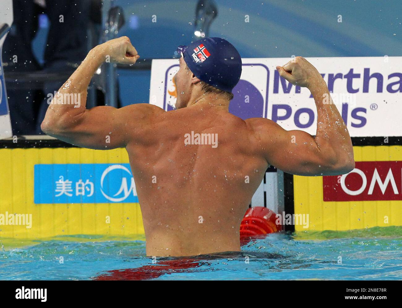 Winner Aleksander Rognerud Hetland of Norway reacts after men's 50 ...