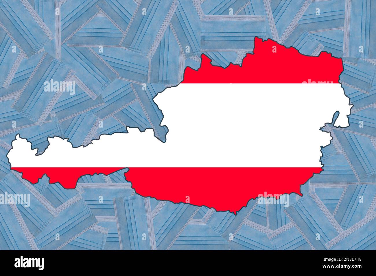 Flag of Austria in form of a geographical map of Austria against a ...