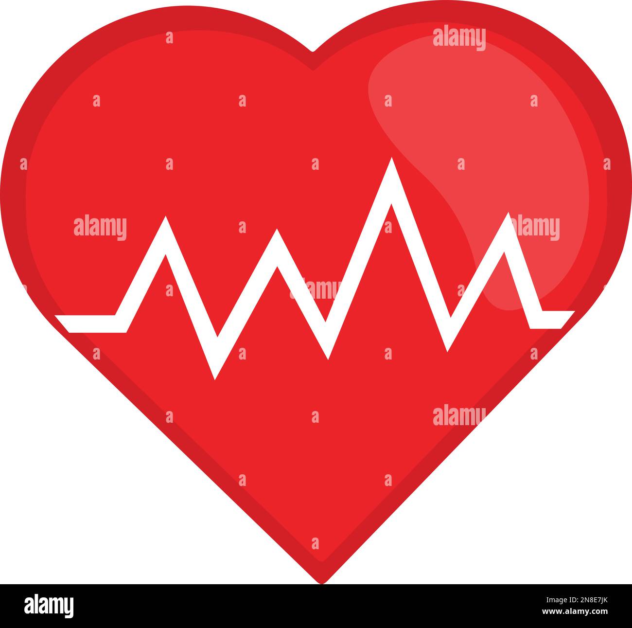 vector illustration of a heart with representative waves of pulsations ...