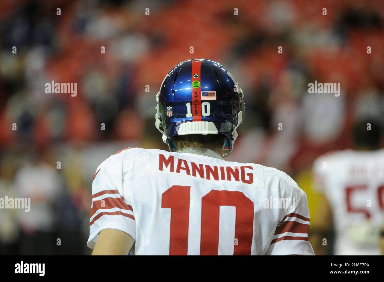 New York Giants quarterback Eli Manning (10) watches play before the ...