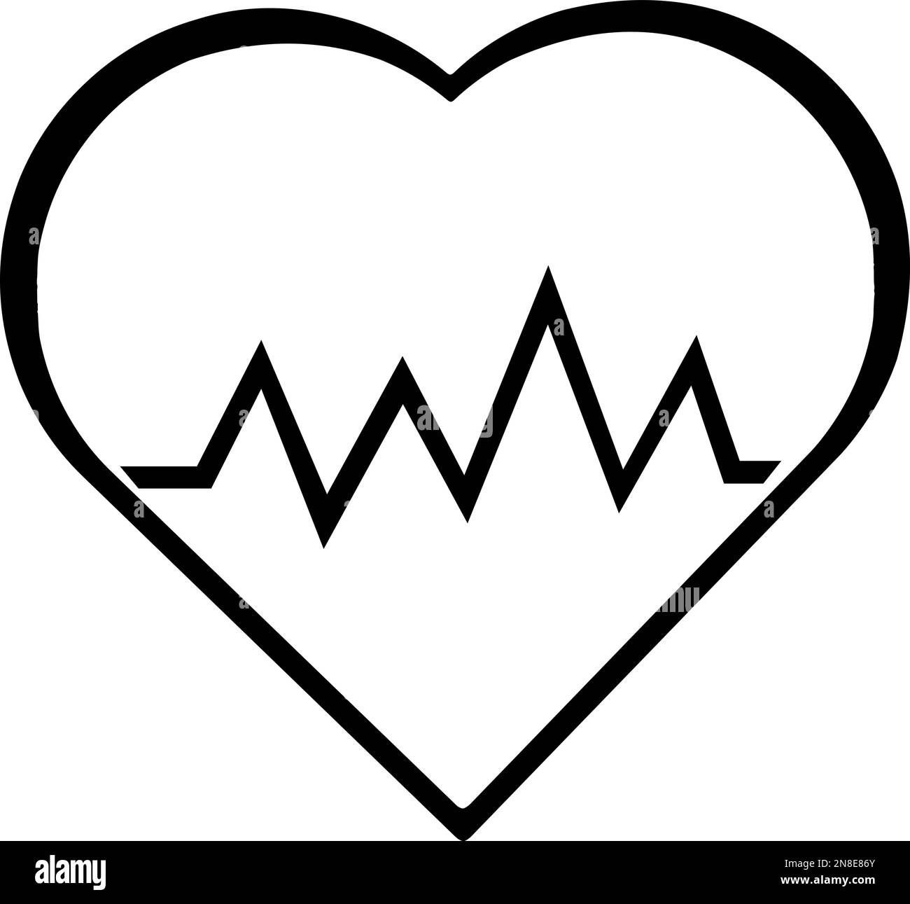 vector illustration of a heart with electrocardiogram waves, in life ...