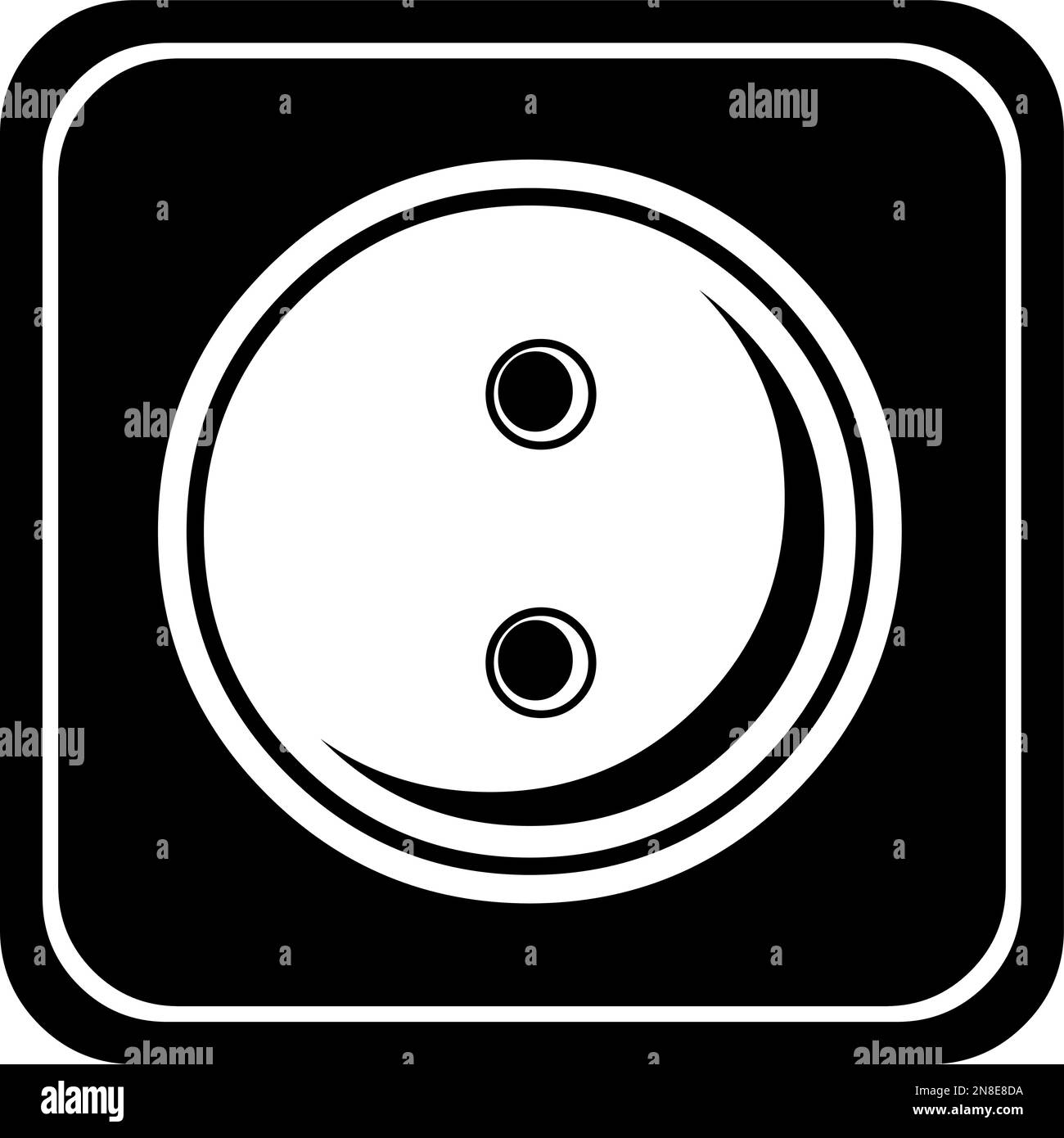 vector illustration of wall socket plug icon, drawn in black and white ...