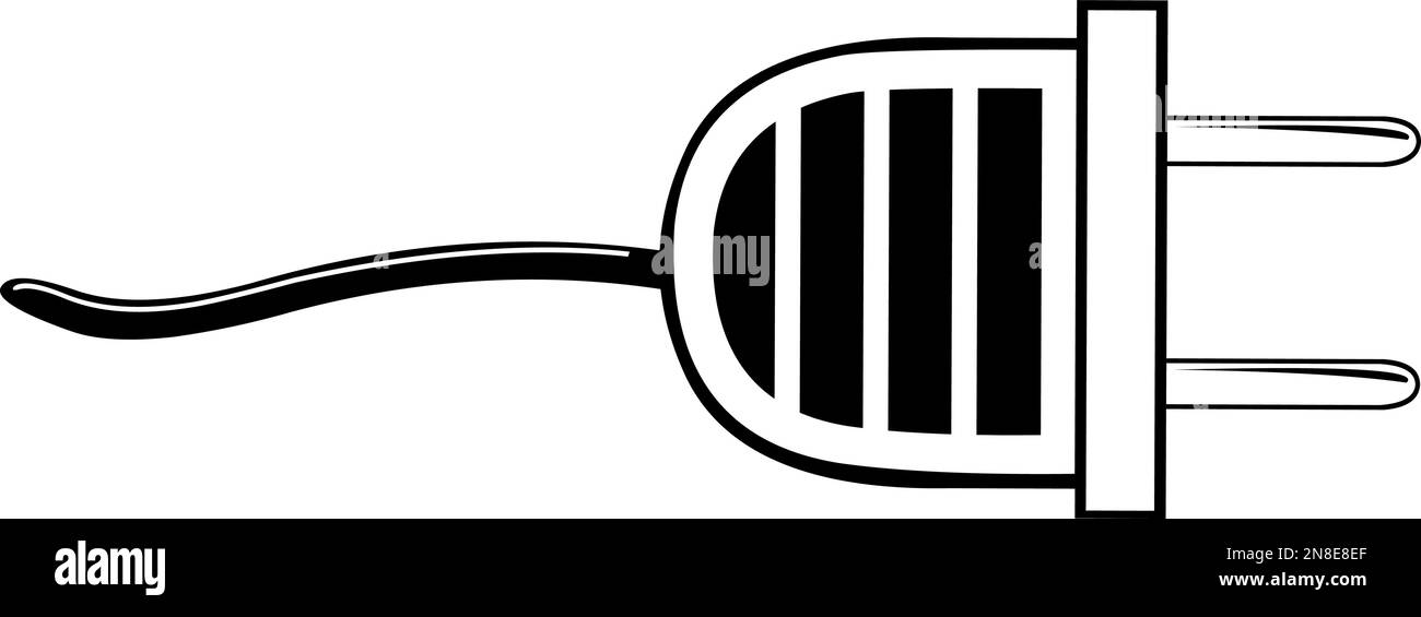 vector illustration of plug icon drawn in black and white Stock Vector ...
