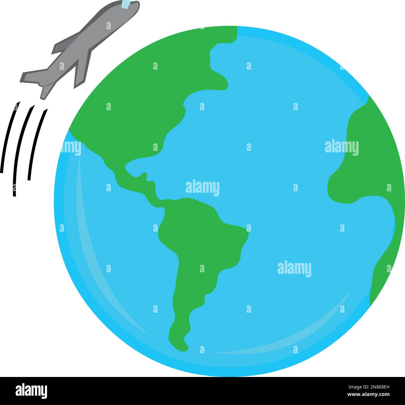 vector illustration icon of a plane and planet earth, in concept of ...
