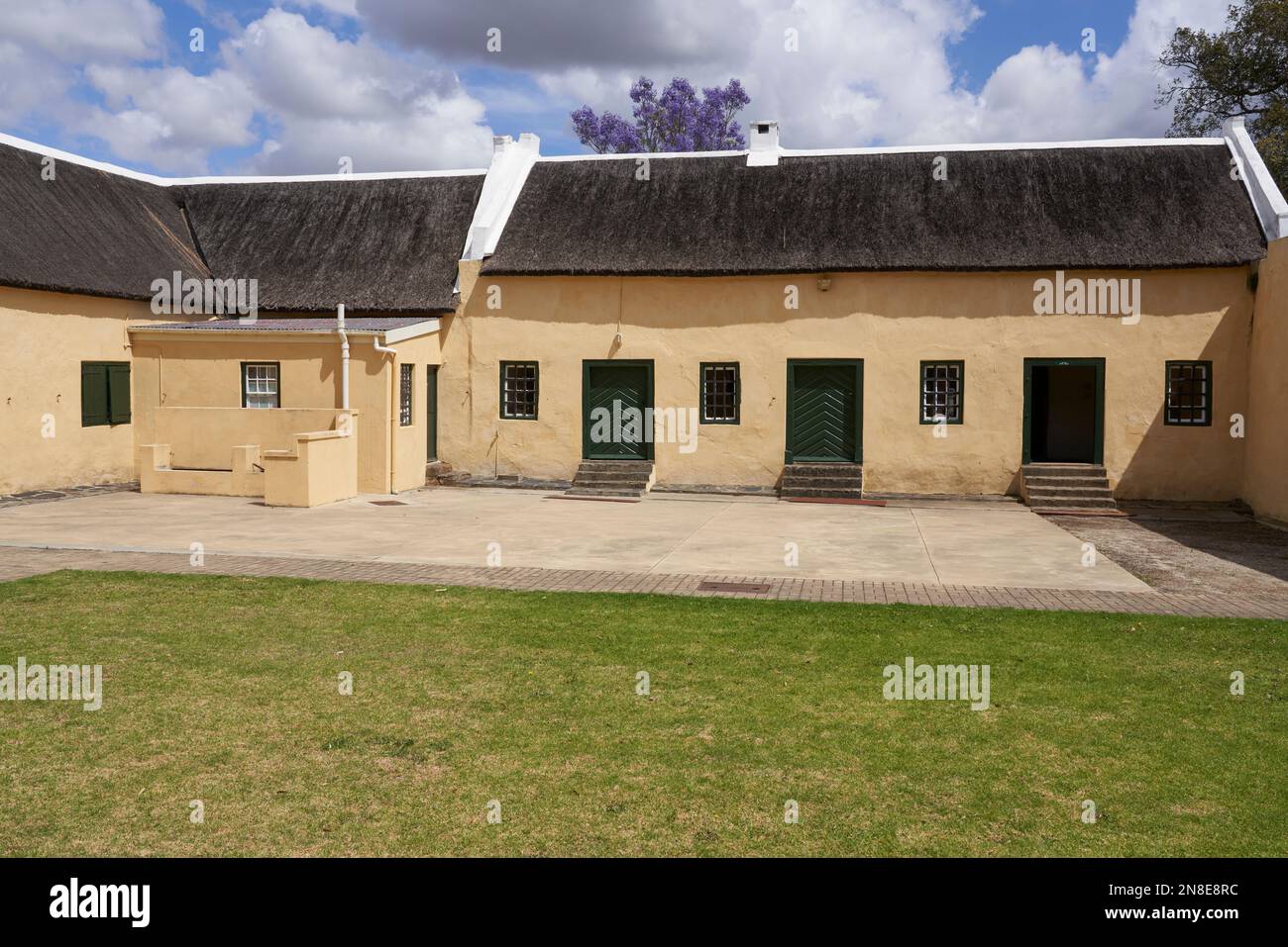 Historic buildings in the Cape Dutch style of architecture that form ...