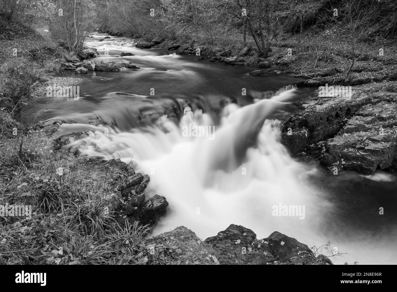 Long exposure of the Watersmeet Bridge waterfall on the East Lyn river ...