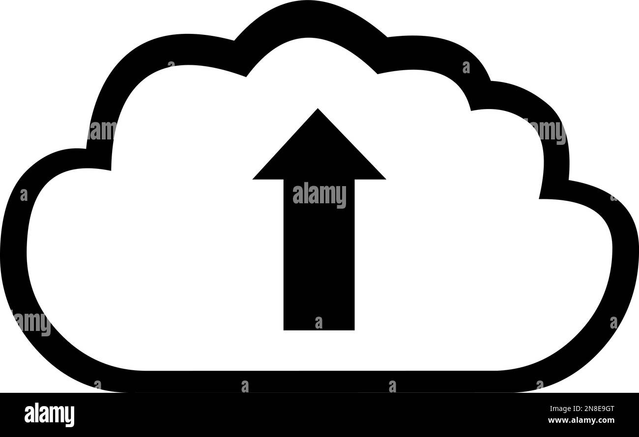 vector illustration of a cloud with an arrow pointing up, as an icon for uploading files on the ...