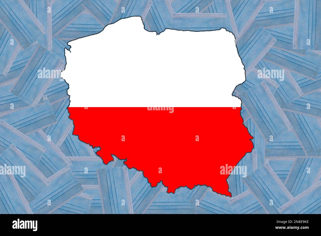 Flag of Poland in the form of a geographical map of Poland against ...