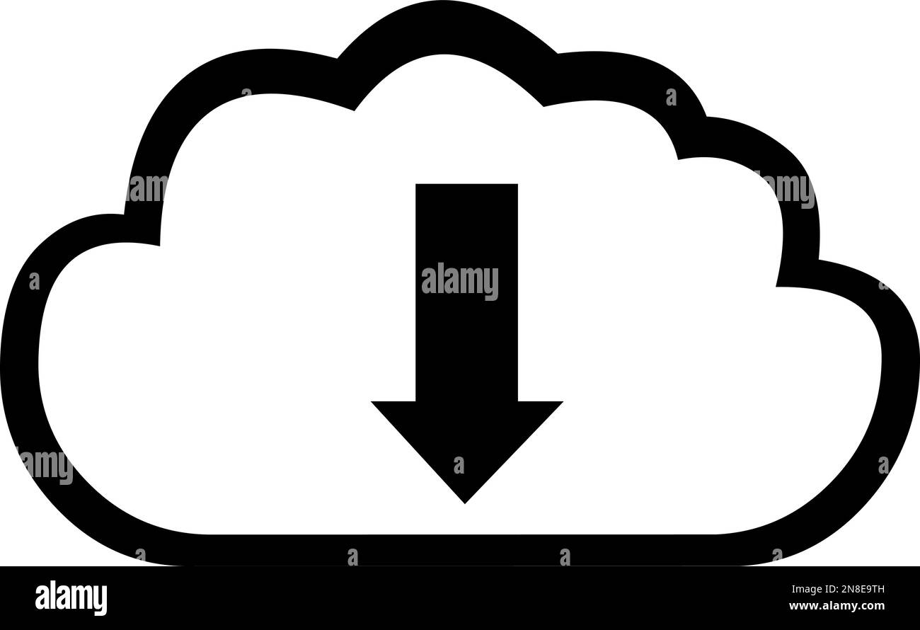 vector illustration of internet cloud file download icon with a down ...