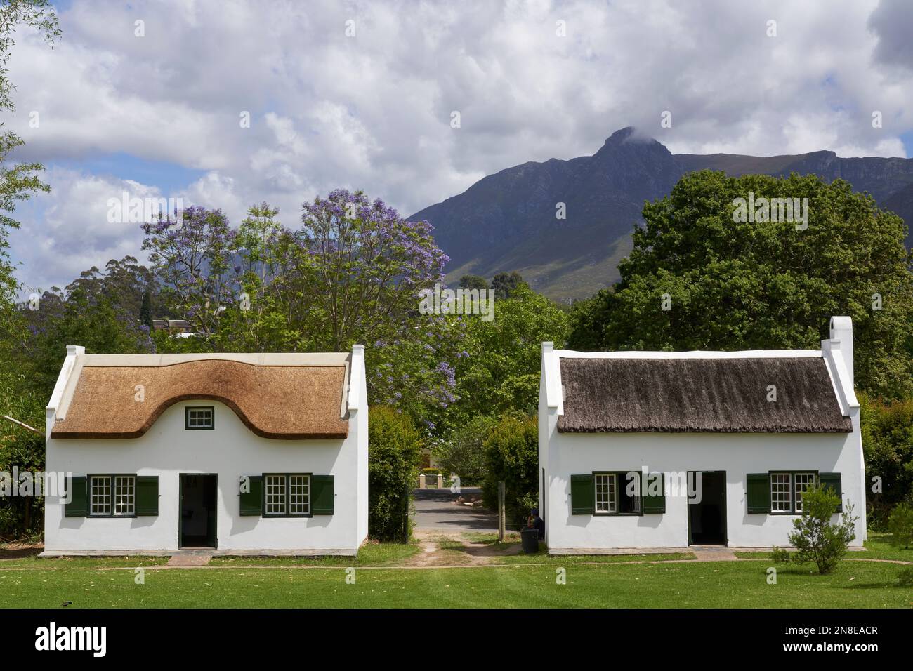 Historic buildings in the Cape Dutch style of architecture that form ...