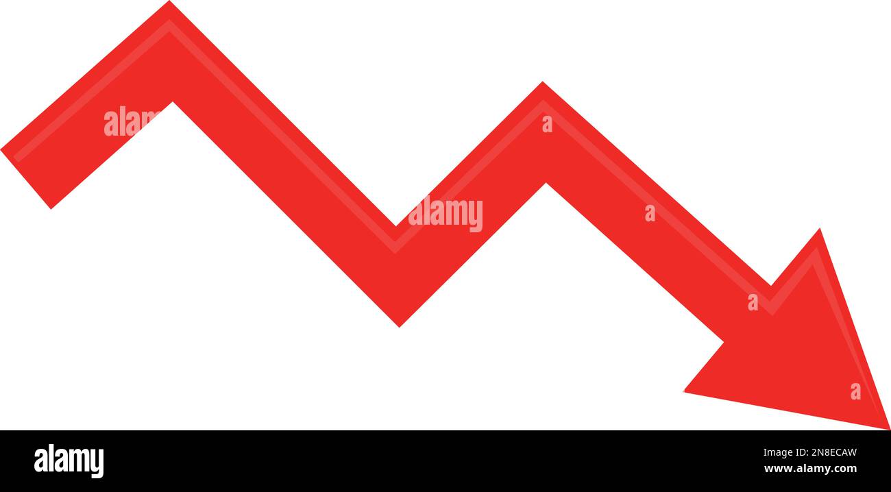 vector illustration of a red arrow trending down Stock Vector Image & Art - Alamy