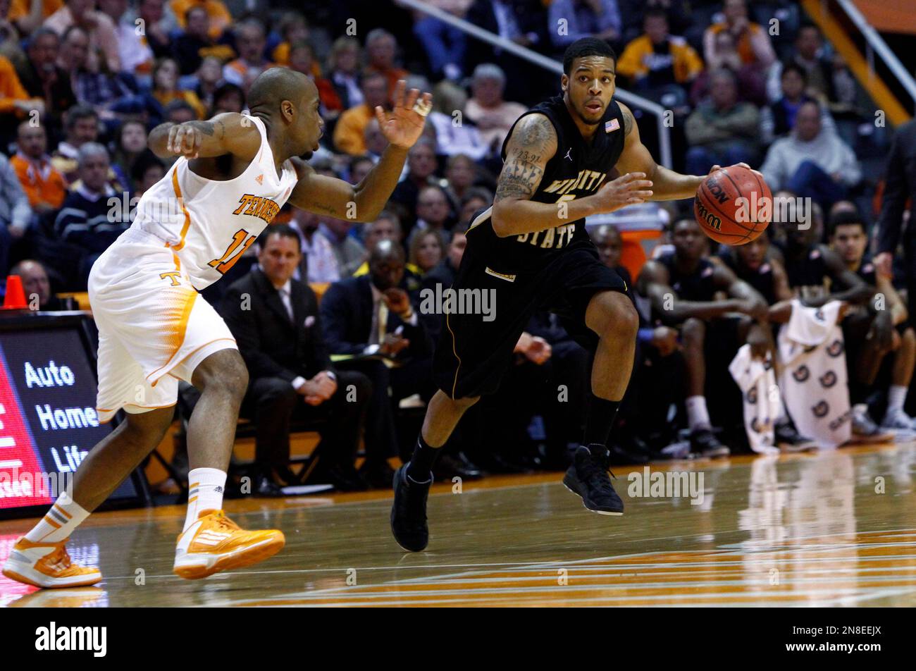 Wichita State guard Demetric Williams (5) drives against Tennessee ...