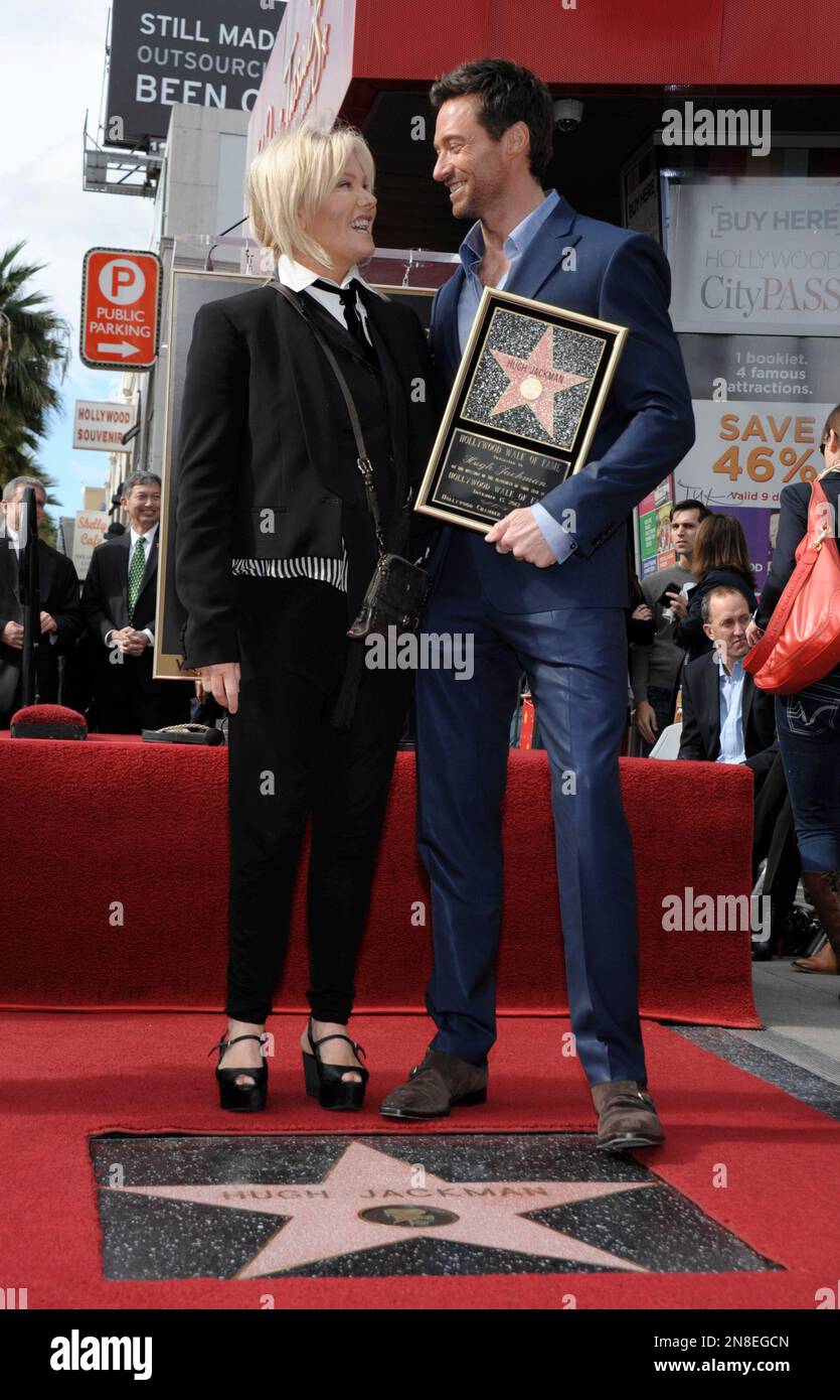 Actor Hugh Jackman, right, and actress Deborra-Lee Furness pose ...