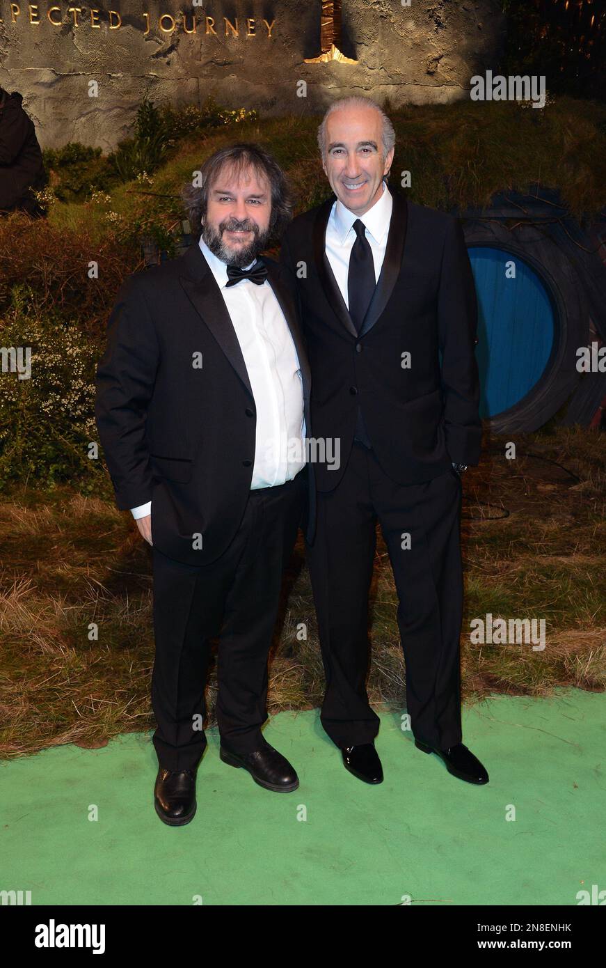 Sirs Peter Jackson, left, and Christopher Lee seen at the UK premiere ...