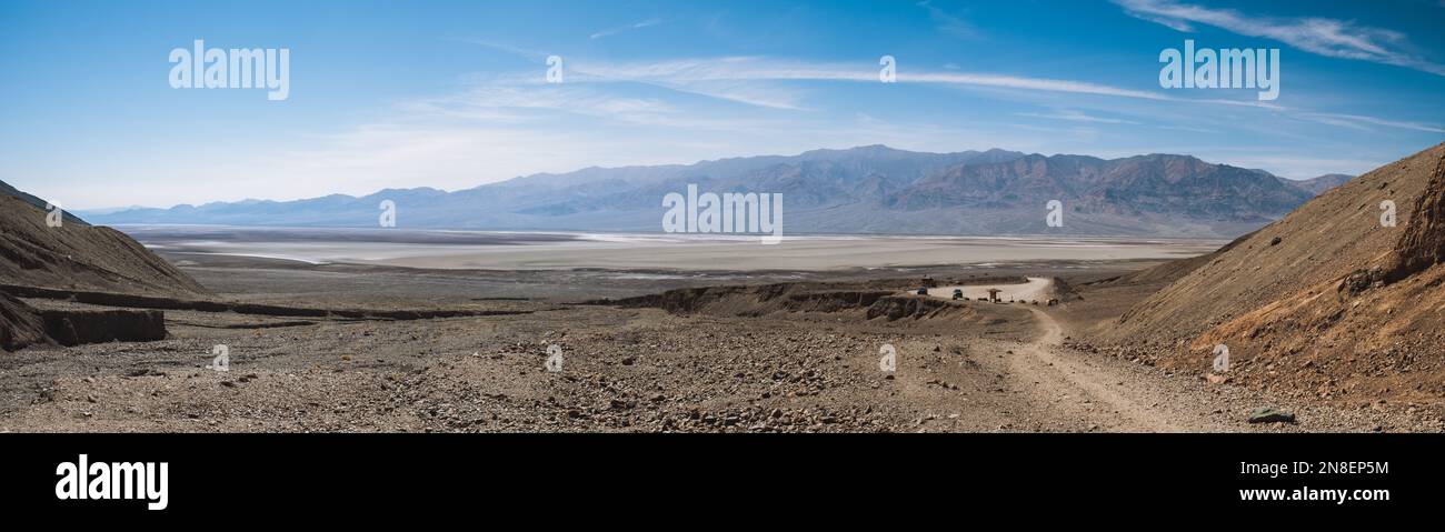 Panorama of smoke from the California fires in Death Valley Stock Photo ...