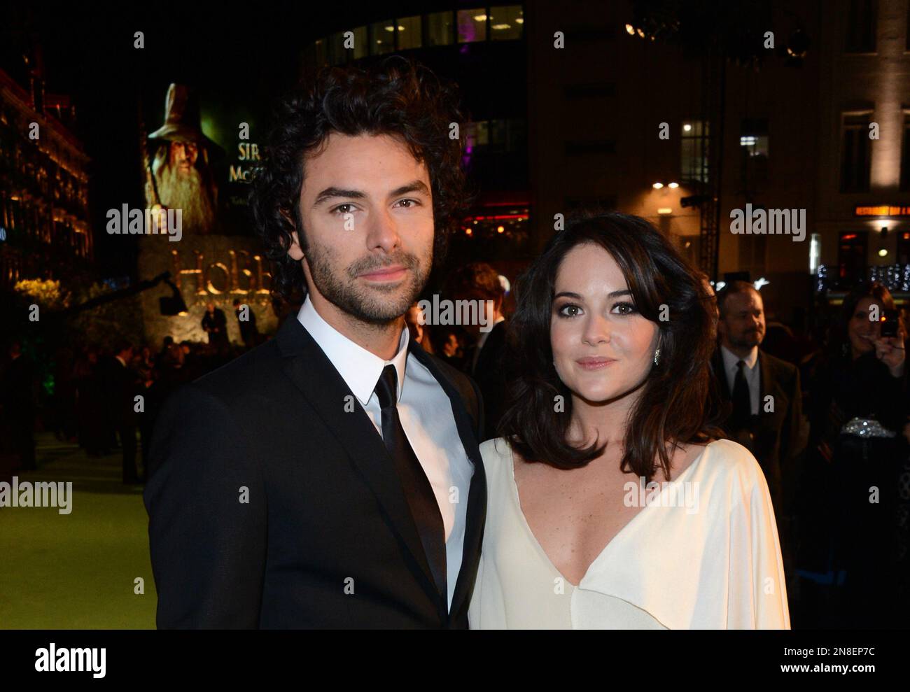 Actor Aidan Turner and partner Sarah Greene arrive at the UK premiere ...