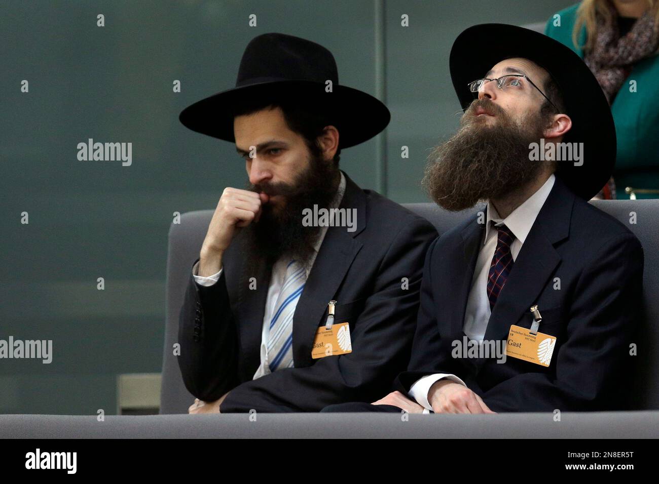 Orthodox Jews attend a meeting of the German Federal Parliament ...