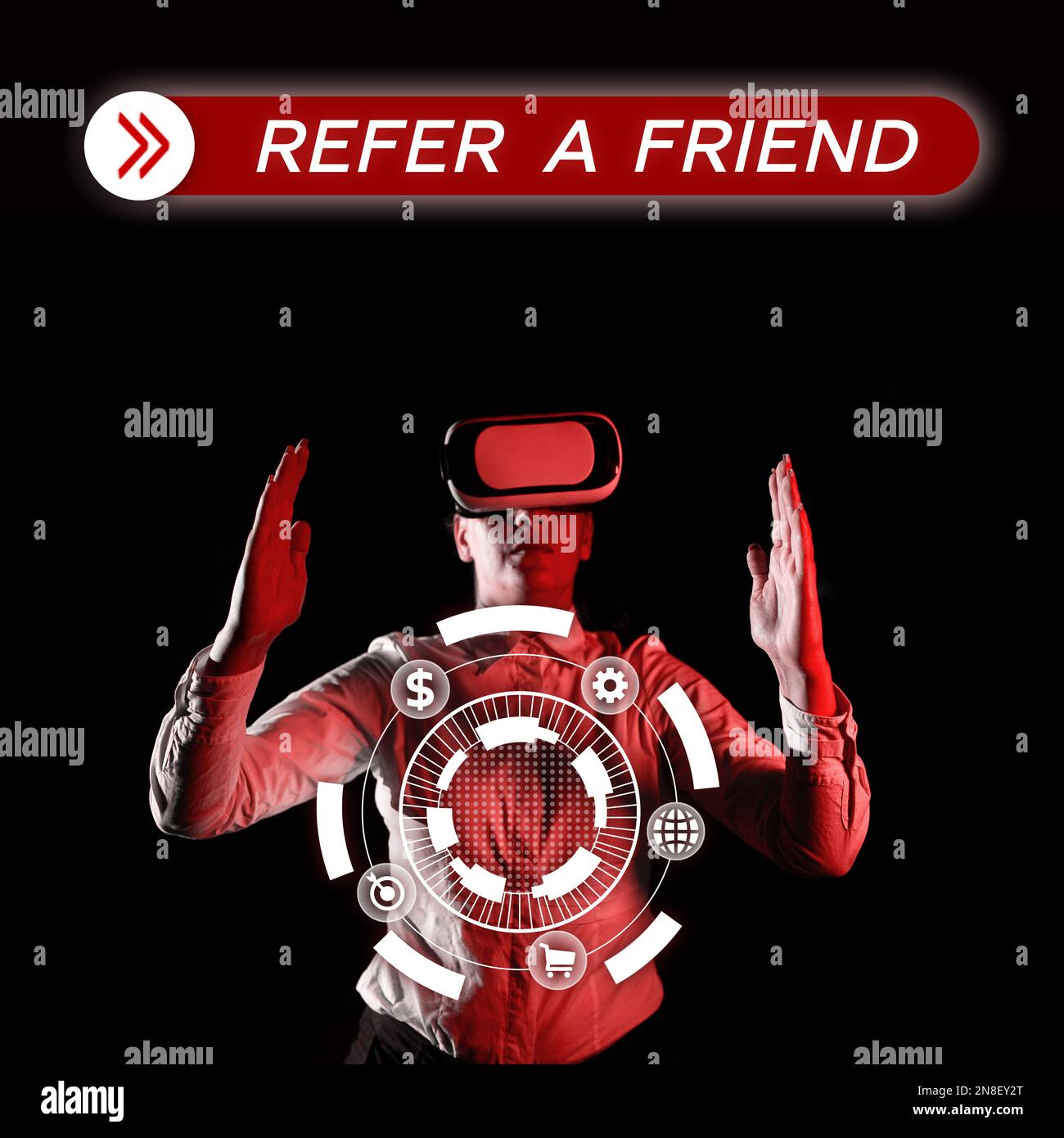 Text sign showing Refer A Friend. Concept meaning Recommendation ...