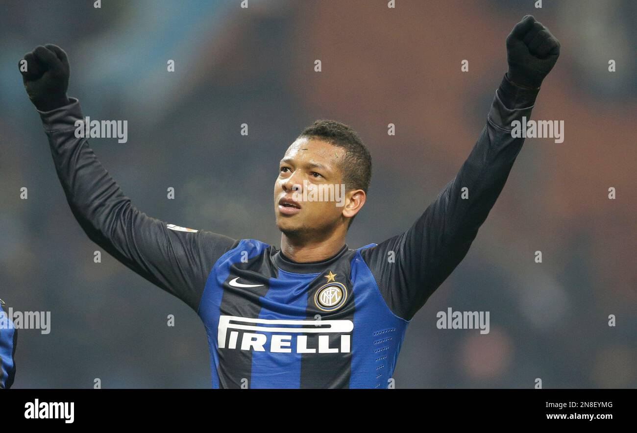 Inter Milan Colombian midfielder Fredy Guarin reacts during a Serie A ...