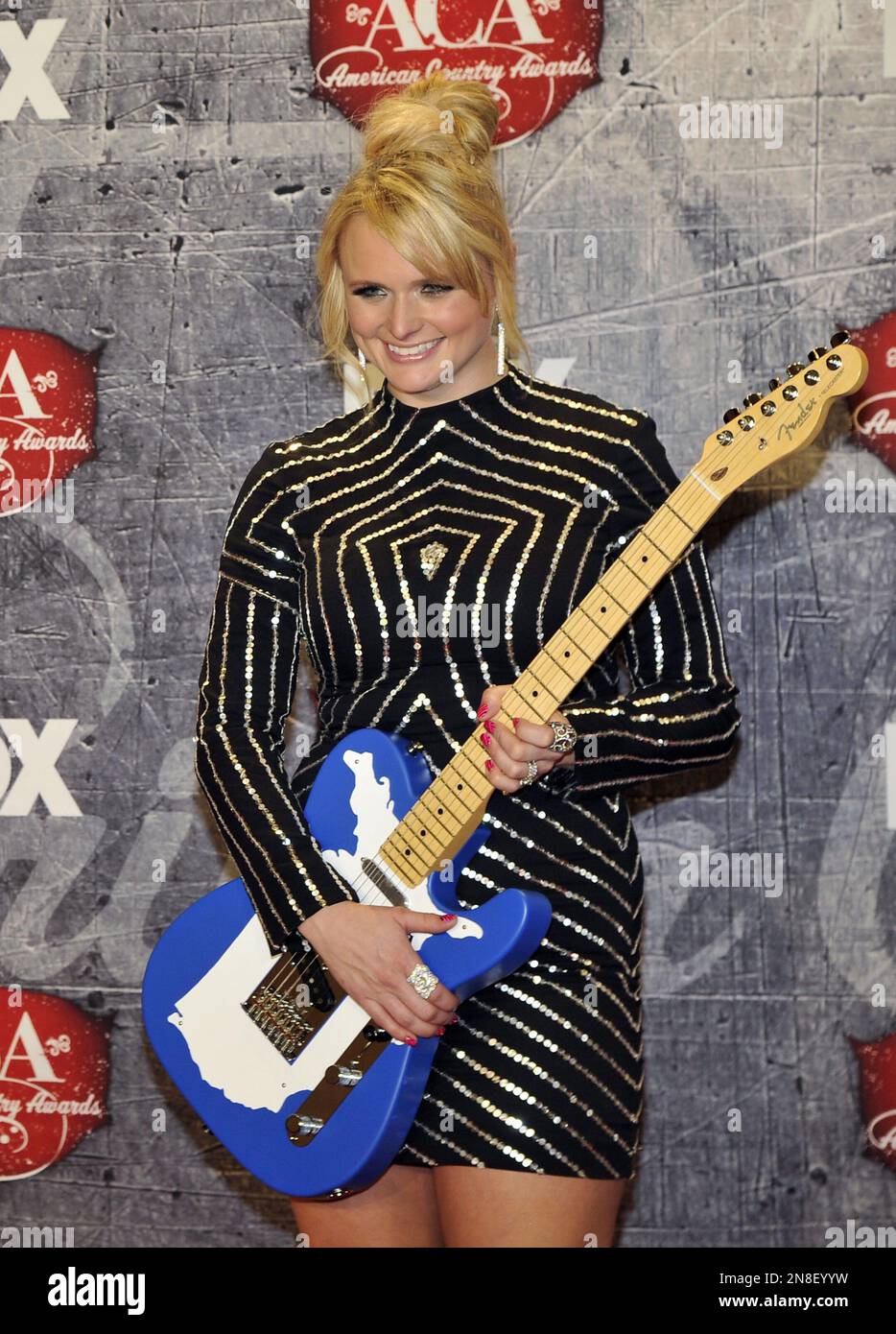 Recording artist Miranda Lambert poses in the press room with her award ...