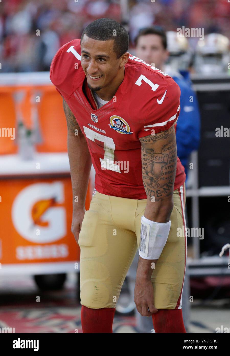 San Francisco 49ers quarterback Colin Kaepernick on the sidelines ...