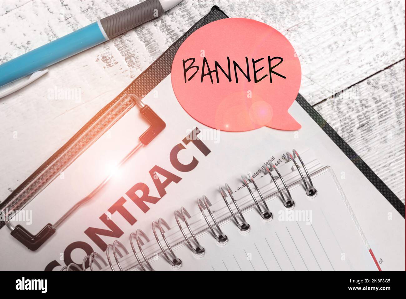 Hand writing sign Banner. Word Written on long strip cloth bearing ...