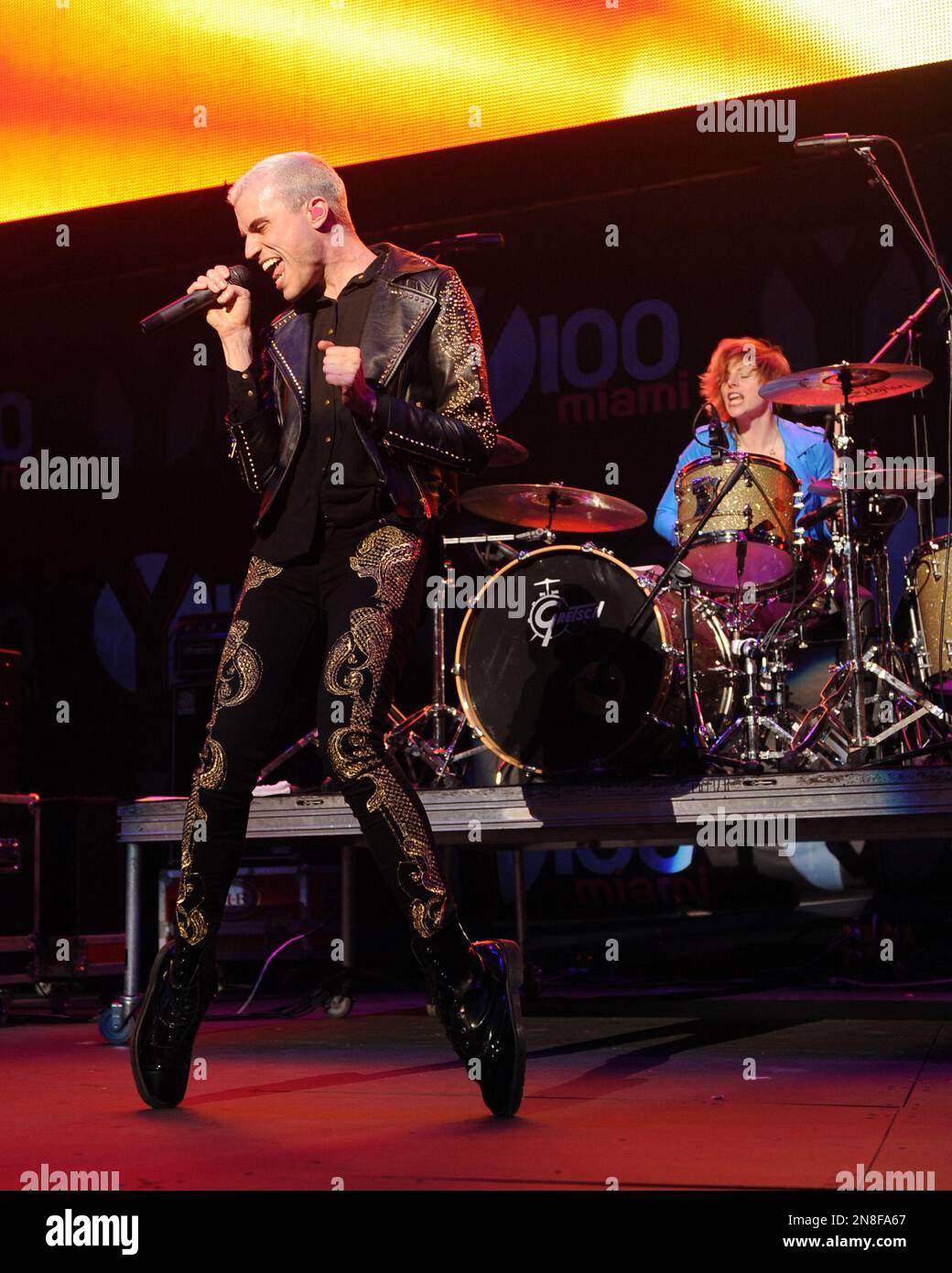 Tyler Glenn of Neon Trees appears during the Y100's Jingle Ball 2012 at ...