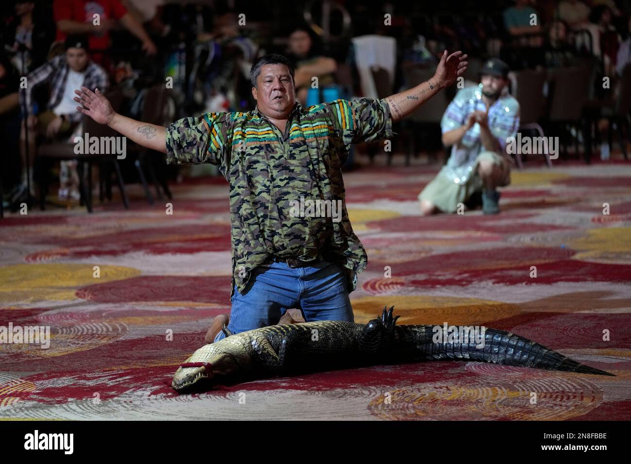 Seminole alligator wrestler Billy Walker of the Big Cypress Reservation ...
