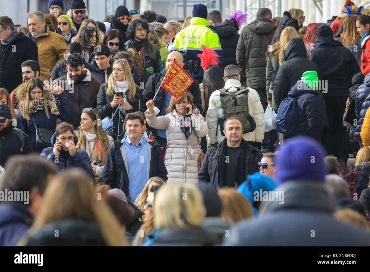 Venice, Italy. 11th Feb, 2023. The tightly packed Riva degli Schiavoni ...