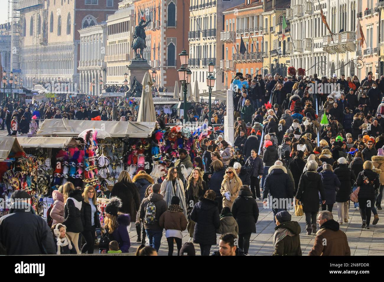 Venice, Italy. 11th Feb, 2023. The tightly packed Riva degli Schiavoni ...