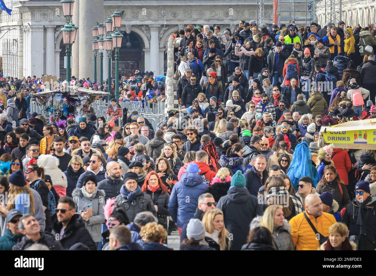 Venice, Italy. 11th Feb, 2023. The tightly packed Riva degli Schiavoni ...