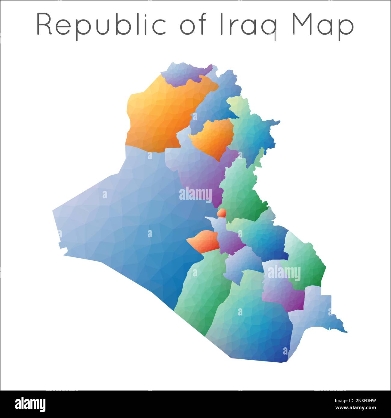 Low Poly map of Republic of Iraq. Republic of Iraq geometric polygonal ...