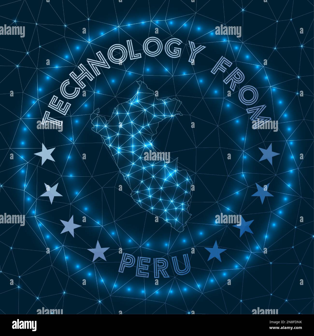 Futuristic geometric badge of Peru. Technological concept. Round Peru ...