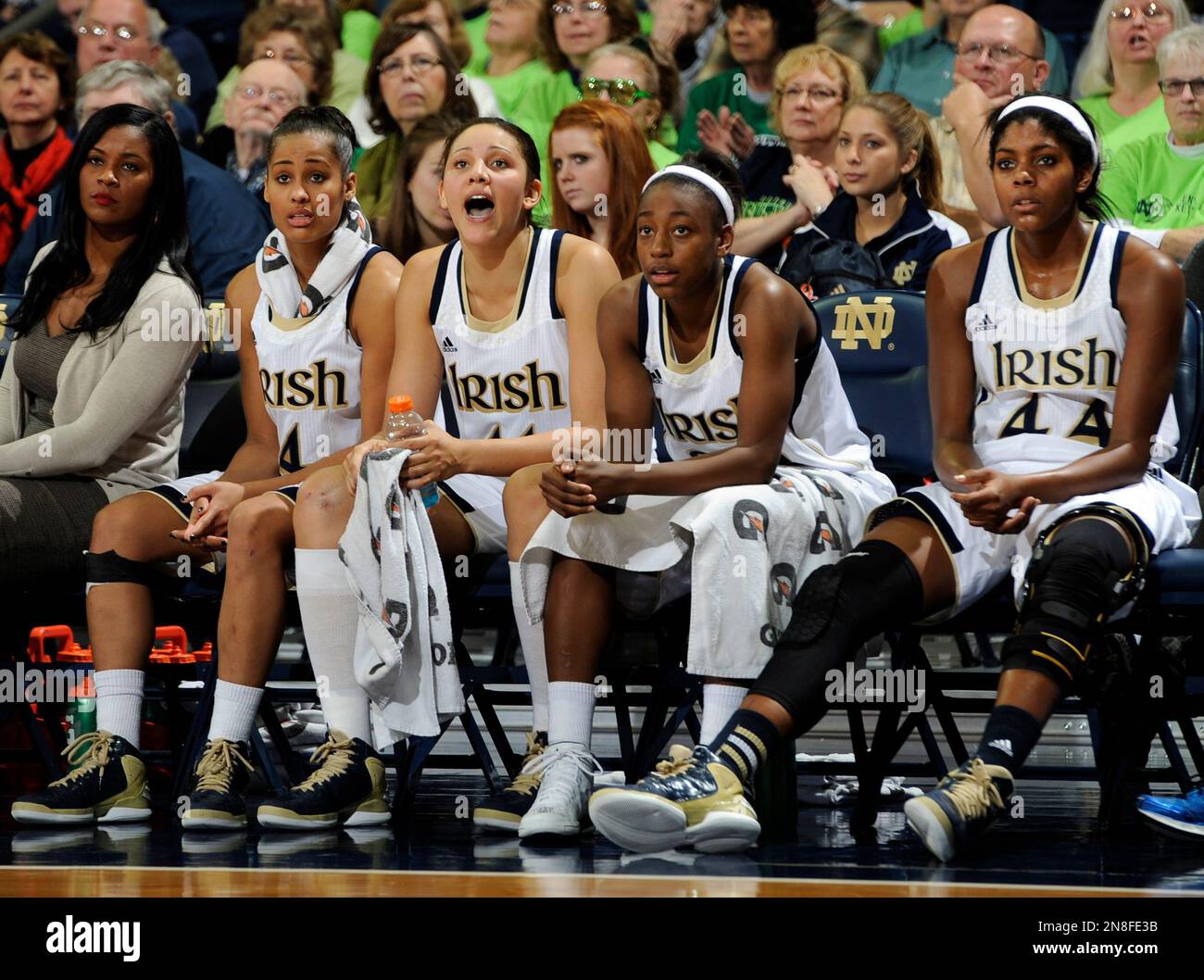 Notre Dame players from left, Skylar Diggins, Natalie Achonwa, Jewell ...
