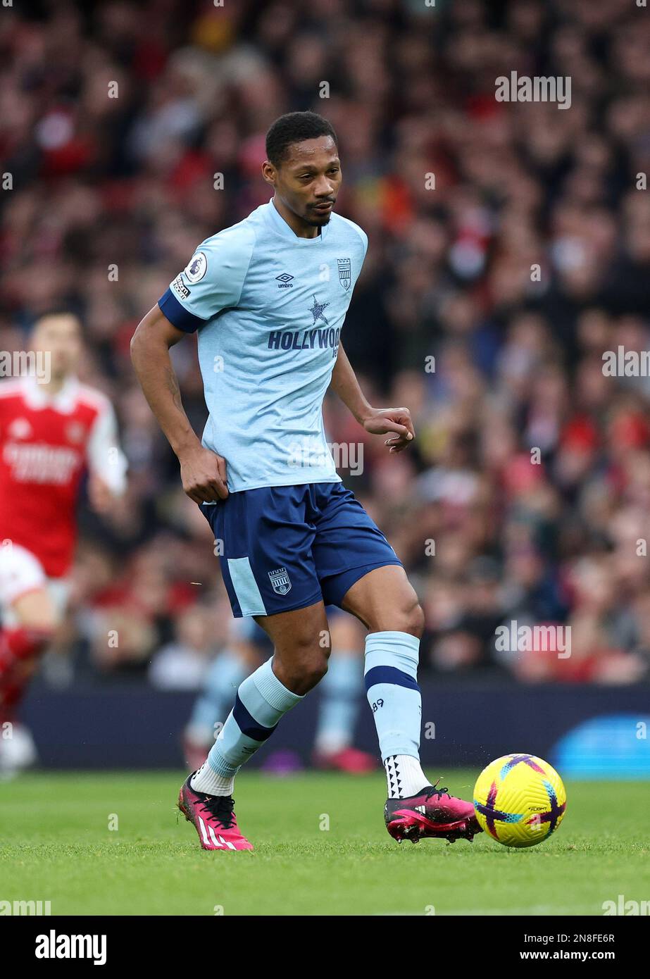 London, England, 11th February 2023. Ethan Pinnock of Brentford during ...