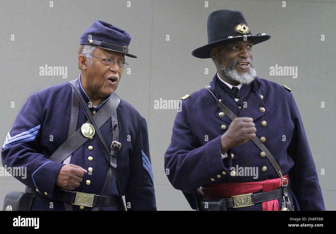 Civil War re-enactors Andrew Bowman, left, portrays his grandfather ...